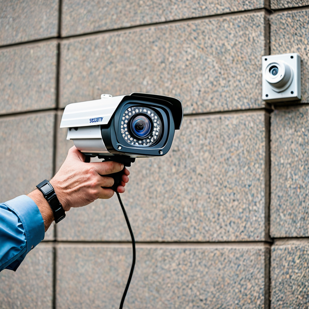 Create photo of security guards watcH CCTV