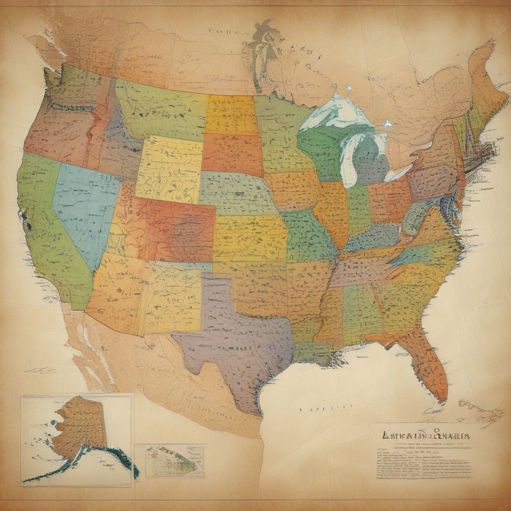 Historical Map of the United States with Detailed State Boundaries and ...