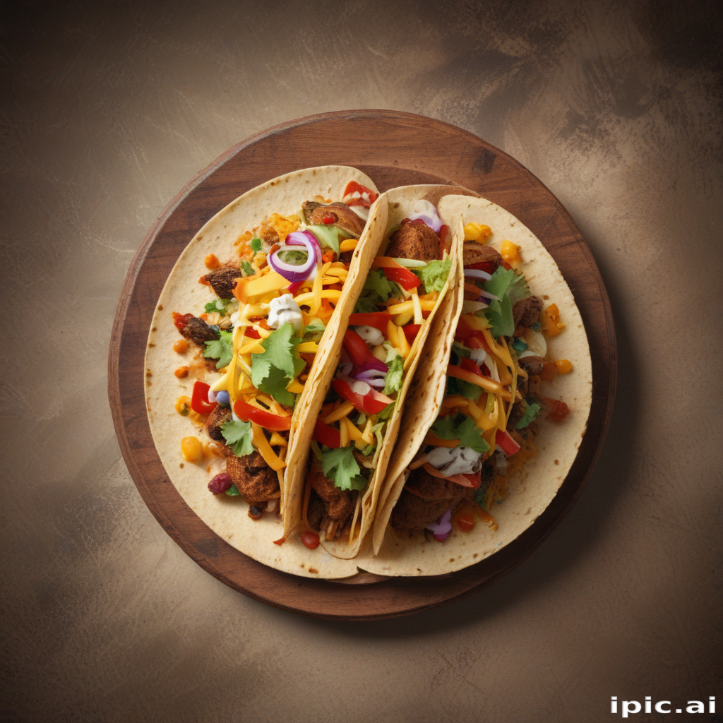 Deliciously Loaded Tacos with Fresh Vegetables and Cheesy Goodness on a ...