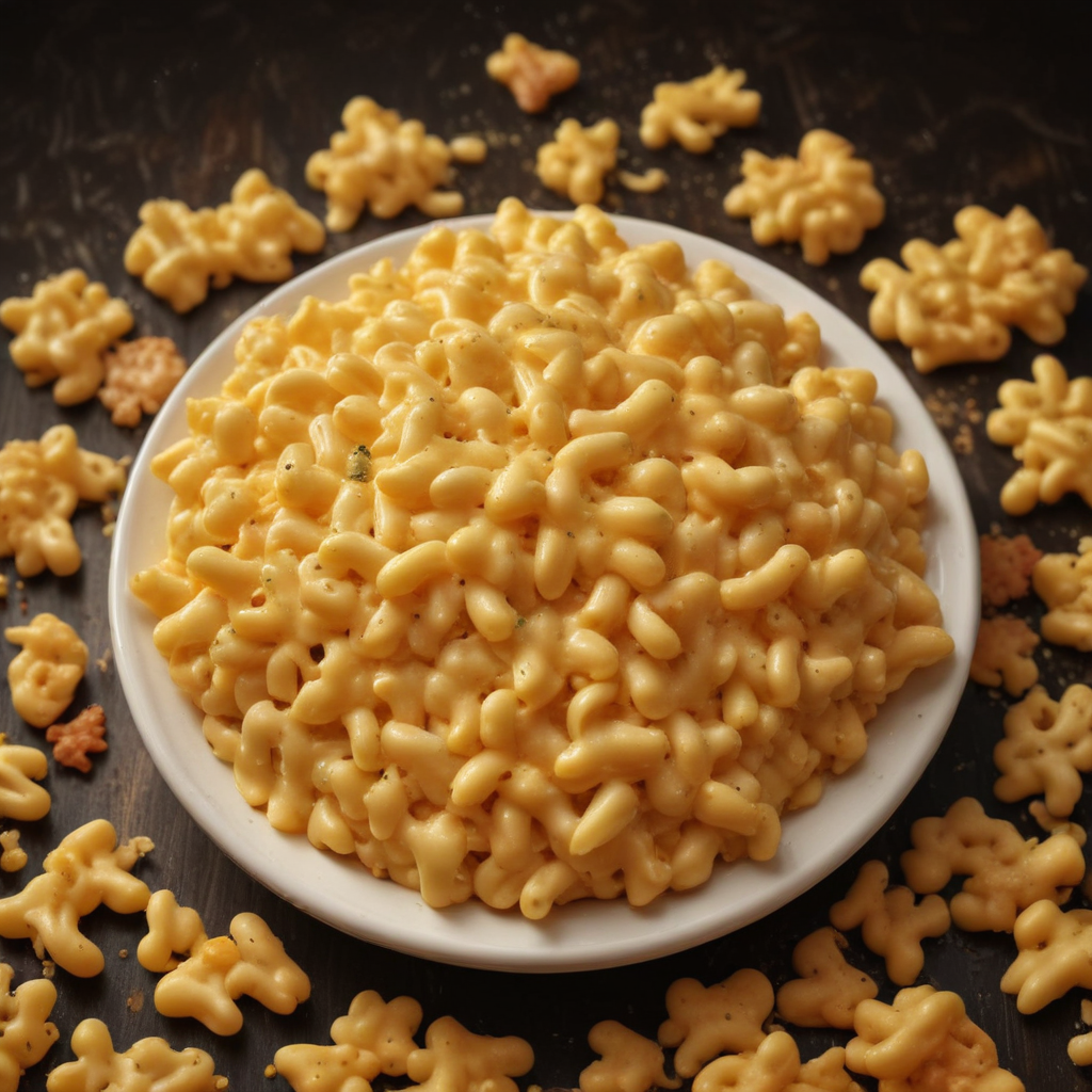 A Deliciously Cheesy Bowl of Macaroni Surrounded by Cute Snack Shapes