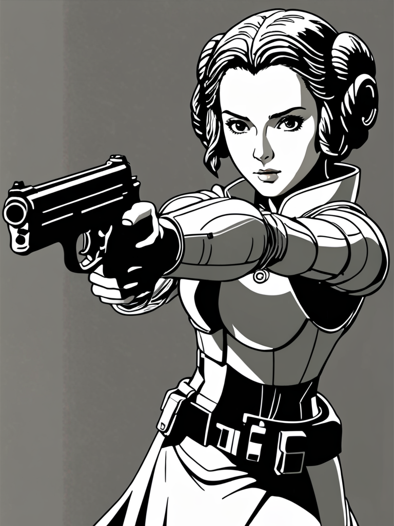 Padmé Amidala, anime, manga, 2d, ghibli, ghost in a shell, black and ...