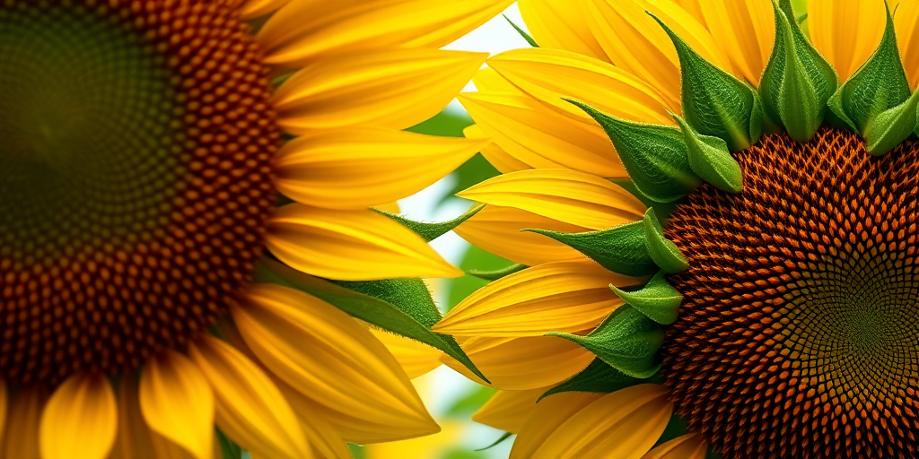 Create a detailed illustration of sunflowers with vibrant yellow petals ...