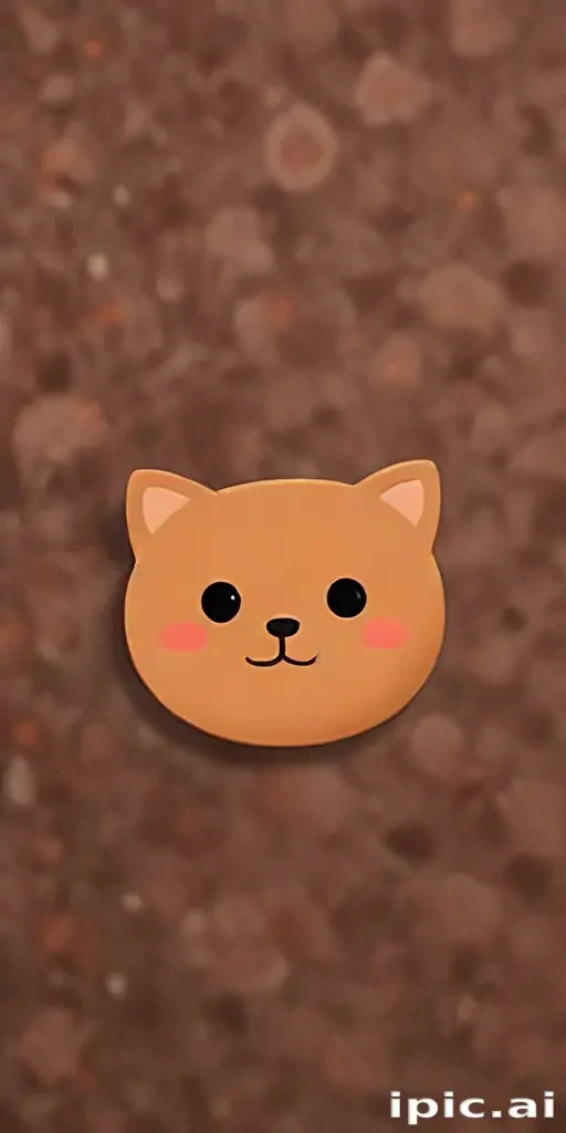 Adorable Cat Face Magnet on a Warm Brown Background for Fun Decor