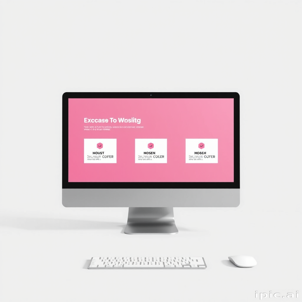 Modern Desktop Setup Featuring a Bright Pink Website Interface ...