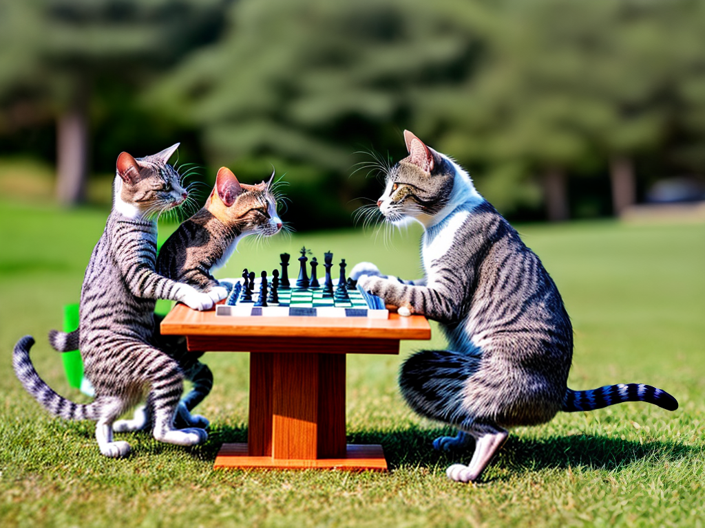 cat and mouse playing chess