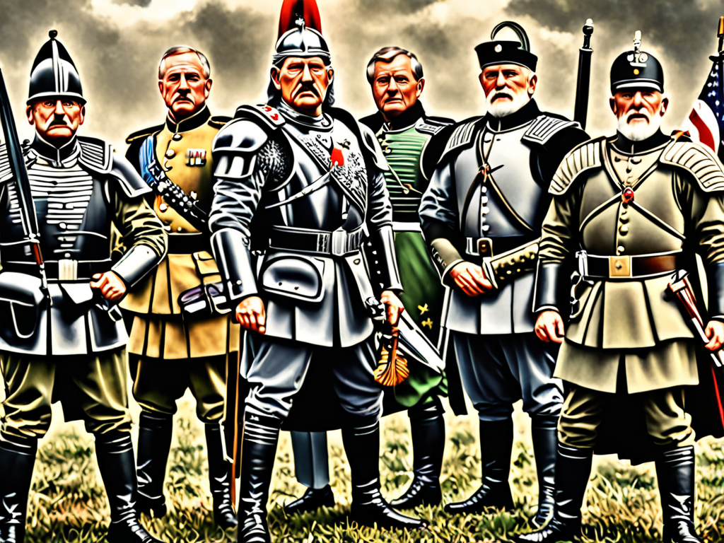 create an epic magazine cover featuring history's seven greatest generals