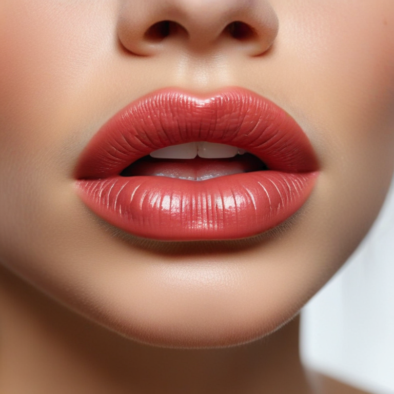 Close-Up of Beautiful Lips with Glossy Finish in Soft Natural Light