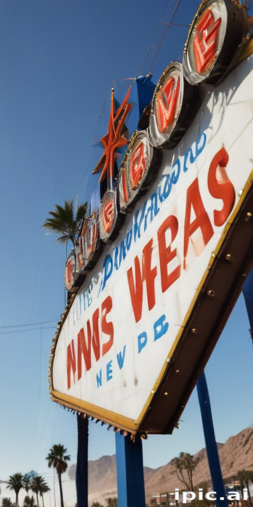 Vintage Neon Sign Illuminating the Vibrant Las Vegas Strip at Sunset