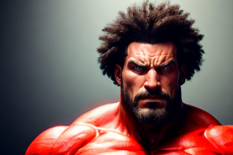 A strong, large, muscular man with a curly head and one eye on his forehead