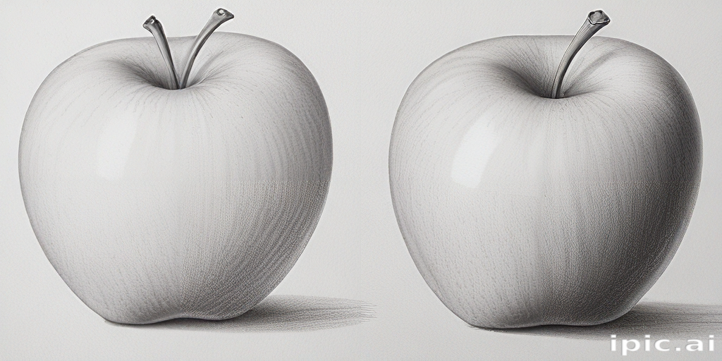 Two Realistic White Apples with Delicate Shadows on a Simple Background