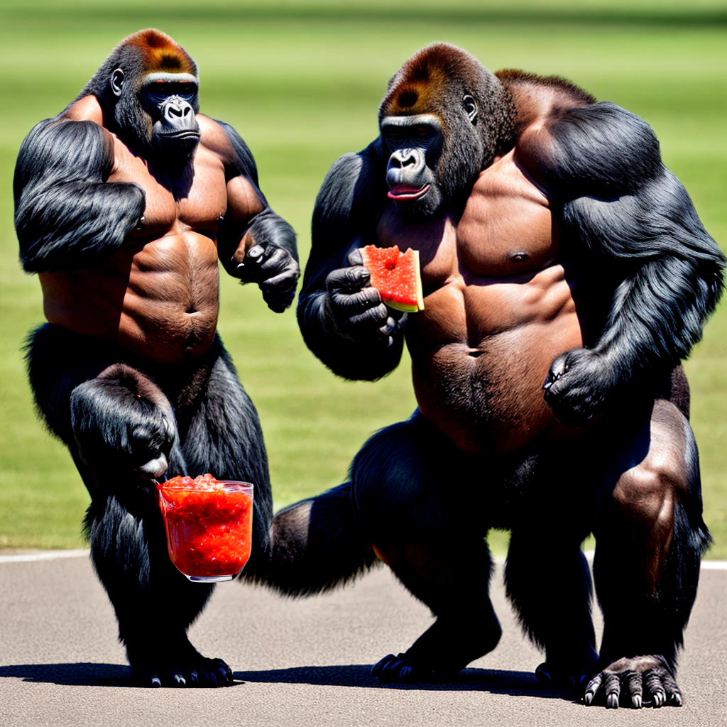 hyperealistic big gorilla stealing fried chicken while eating ...