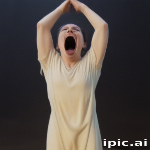 Expressing Intense Emotion: A Woman Yelling in a Dramatic Pose