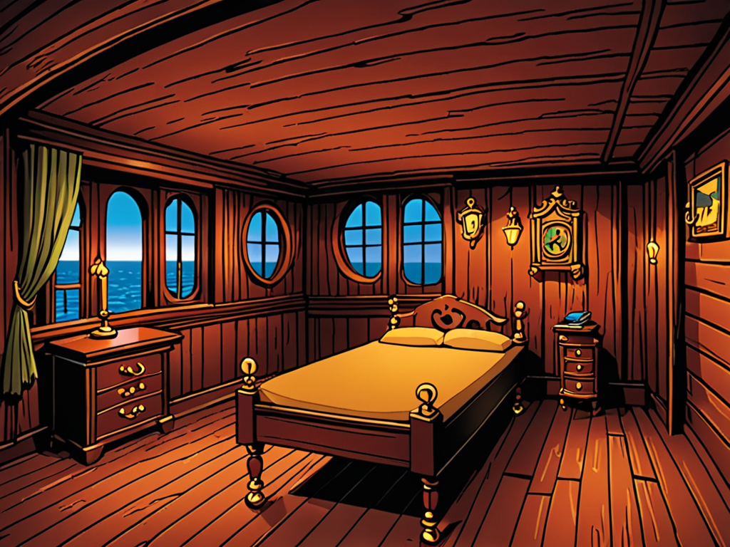 Interior of Captain Hook's state room on the pirate ship from the ...