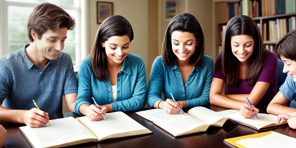 Friends learning in a study group
