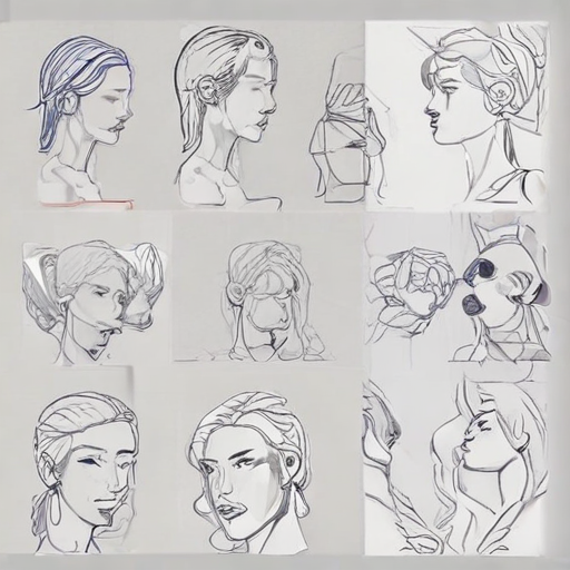 Collection of Artistic Sketches Showcasing Diverse Female Profiles and ...