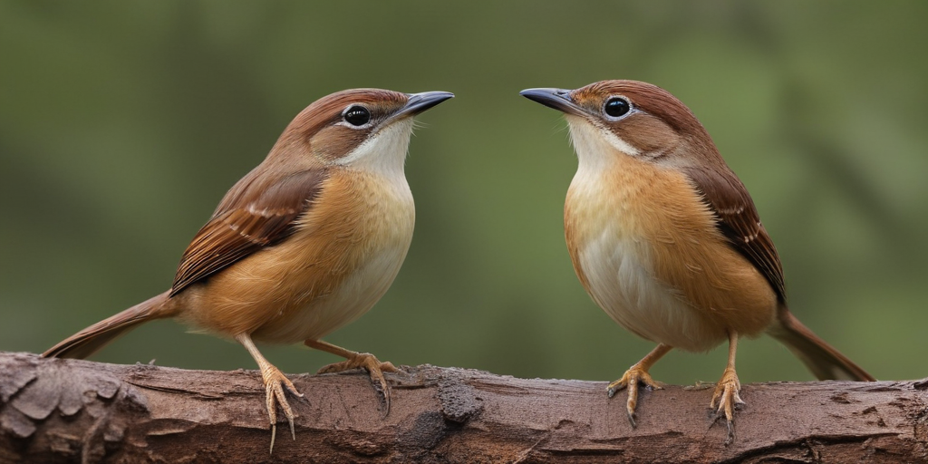 Two Beautiful Birds Perched Together on a Branch in Nature
