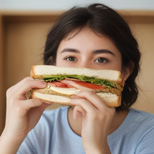 person eating a sandwich