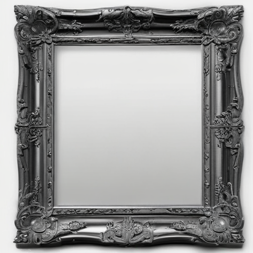 Elegant Black Ornate Mirror Frame with Intricate Floral Designs and Details