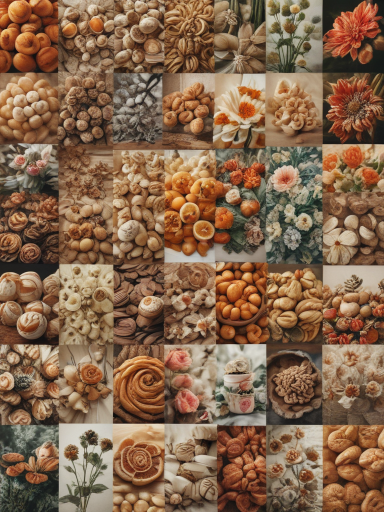 A Beautiful Collage of Various Textures and Colors in Nature and Sweets