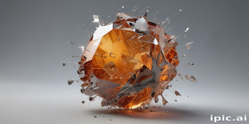 A Stunning Abstract Representation of a Shattered Amber Glass Sphere.