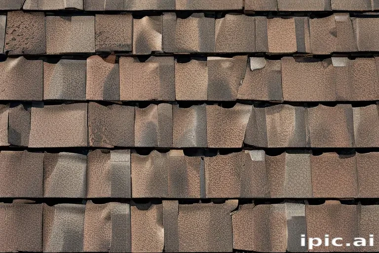Worn and Weathered Roof Shingles Reflecting Years of Exposure to Elements