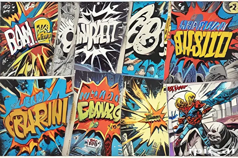 Dynamic Comic Book Panels Featuring Explosive Action and Vibrant Colors