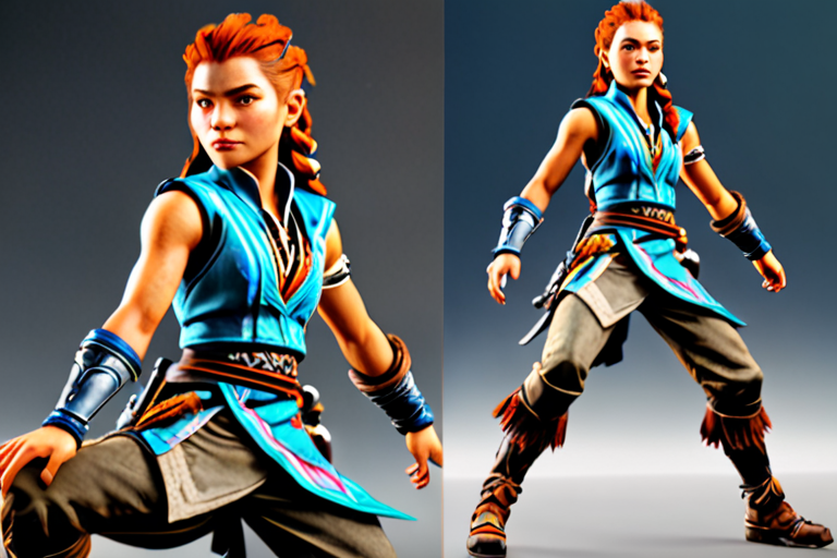 Aloy, open legs, full view pose
