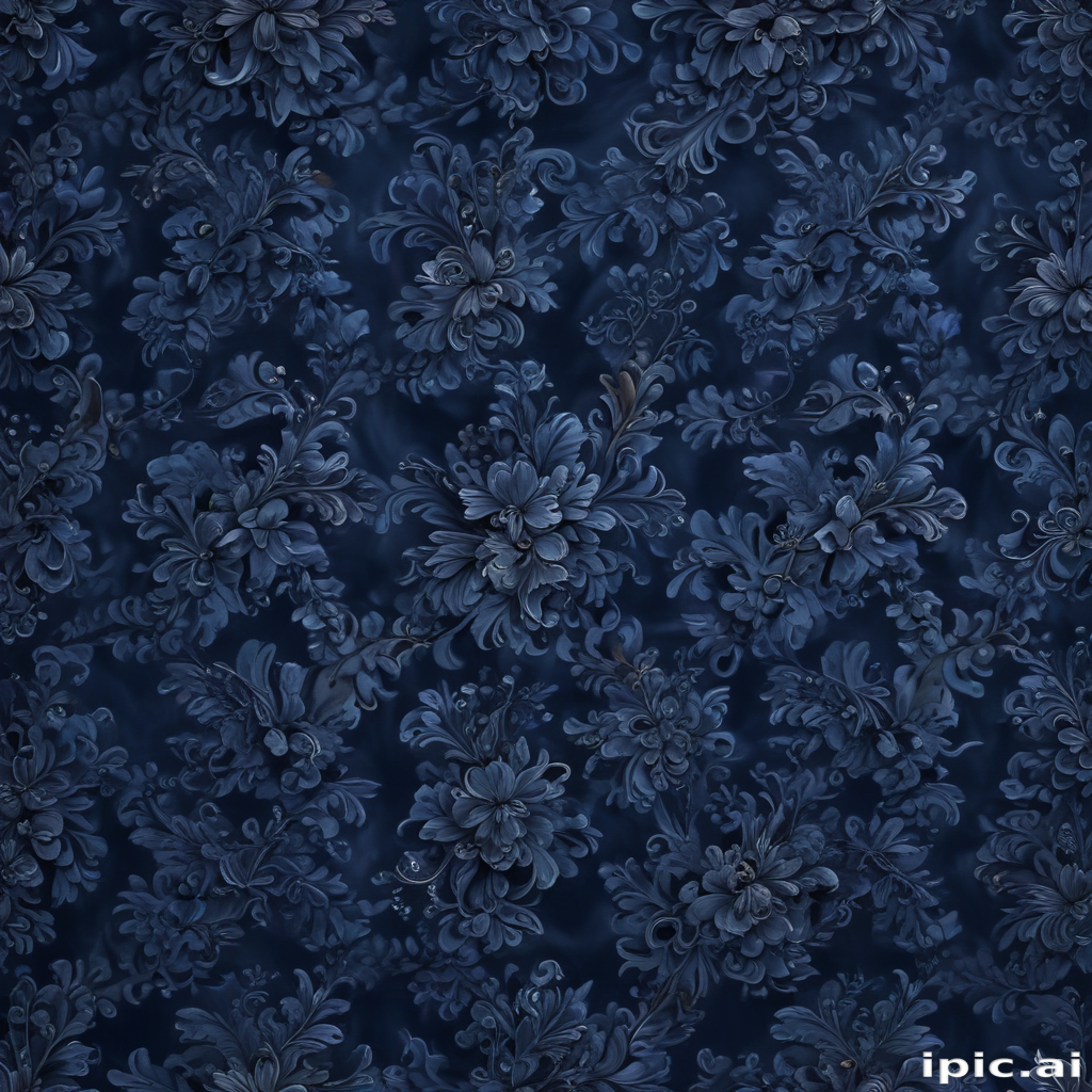 Elegant Floral Pattern in Deep Blue Tones for Sophisticated Design ...