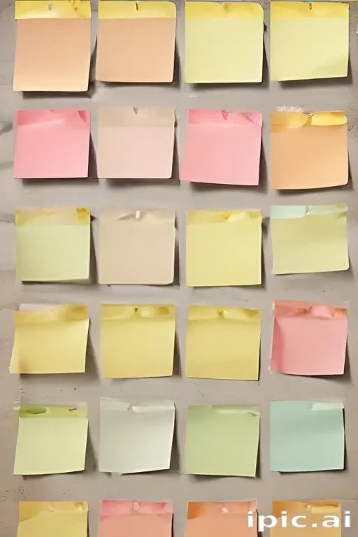 A Colorful Array of Sticky Notes Organized in a Grid Pattern.