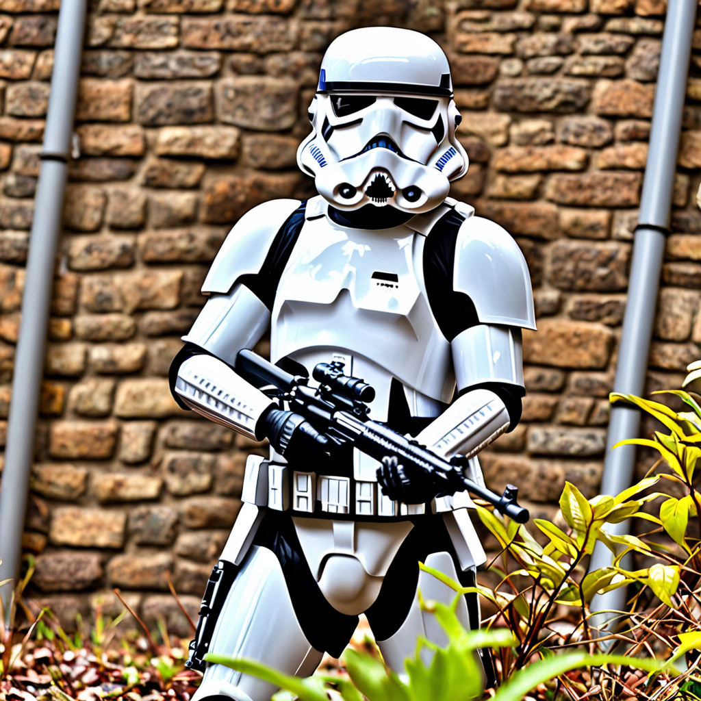 1 Stormtrooper lutando com um exército de rebeldes