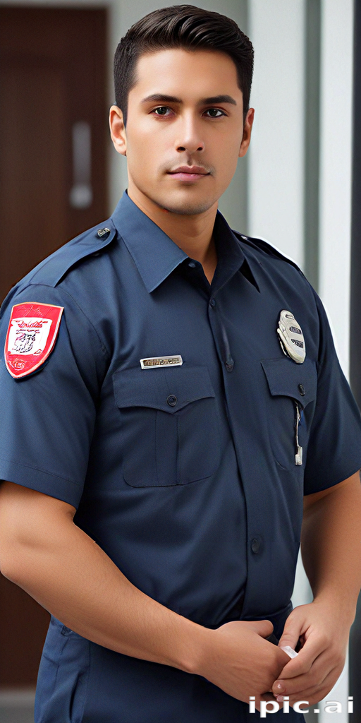 Confident Security Officer Posing in Uniform, Ready to Serve and Protect