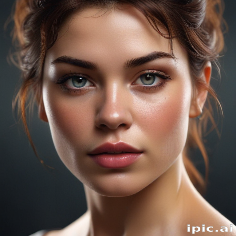 A Close-Up Portrait of a Young Woman with Striking Features and Expression