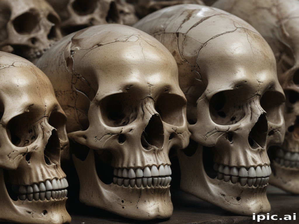 Collection of Intricately Designed Human Skulls Displayed in Artistic ...