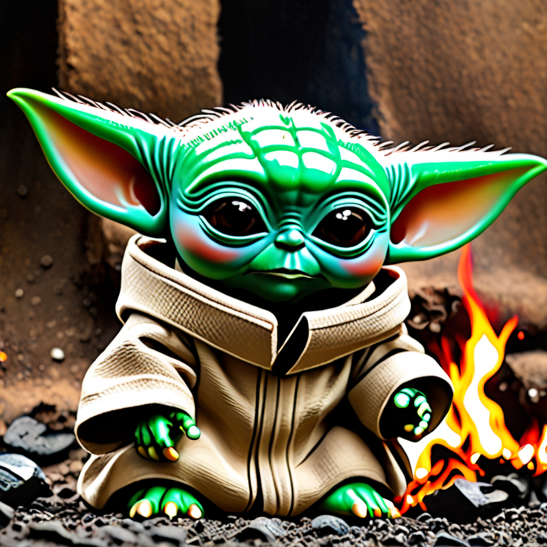 baby yoda, fire