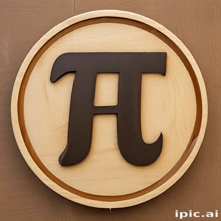Stylized Wooden Sign Featuring the Mathematical Symbol for Pi in Brown