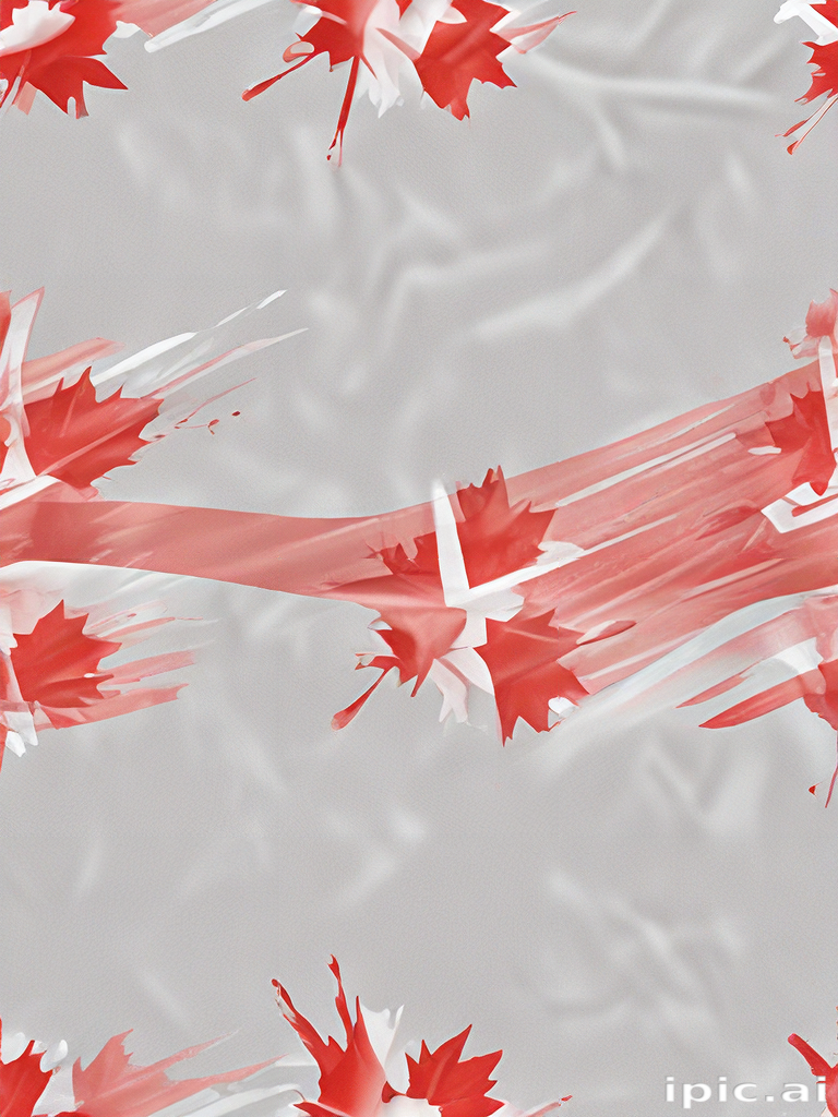Abstract Design Featuring Red and White Maple Leaves on a Soft Background