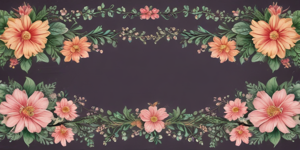 Beautiful Floral Border Design Featuring Vibrant Blooms and Lush Greenery