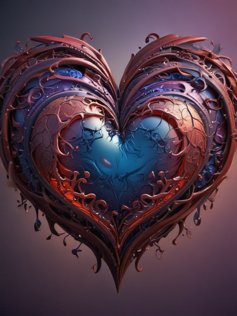 Intricate Heart Design Combining Nature and Emotion in Stunning Detail