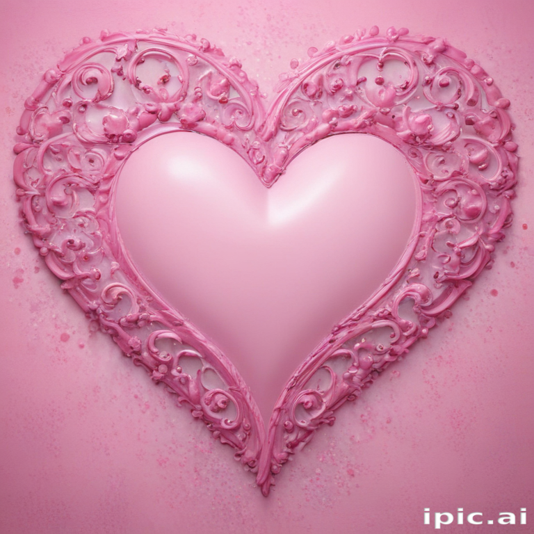 Delicate Pink Heart Design Surrounded by Intricate Swirls and Patterns