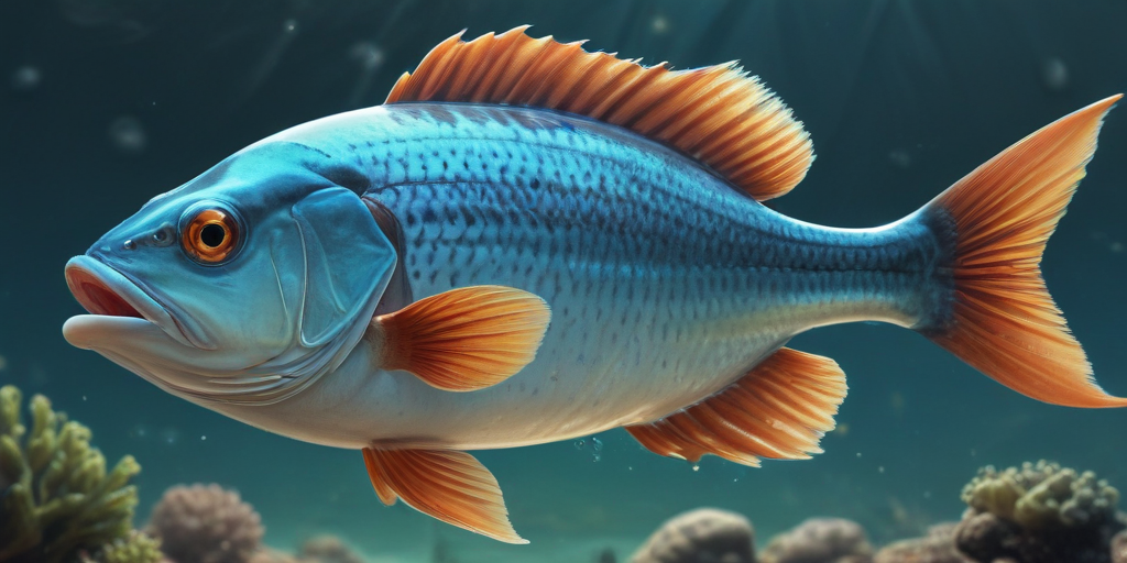 Vibrant Blue Fish Swimming Gracefully Among Colorful Coral Reef Underwater