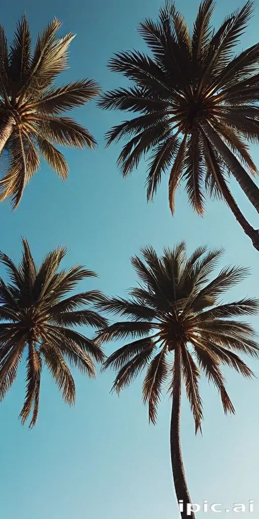 Majestic Palm Trees Against a Clear Blue Sky in Vibrant Sunshine