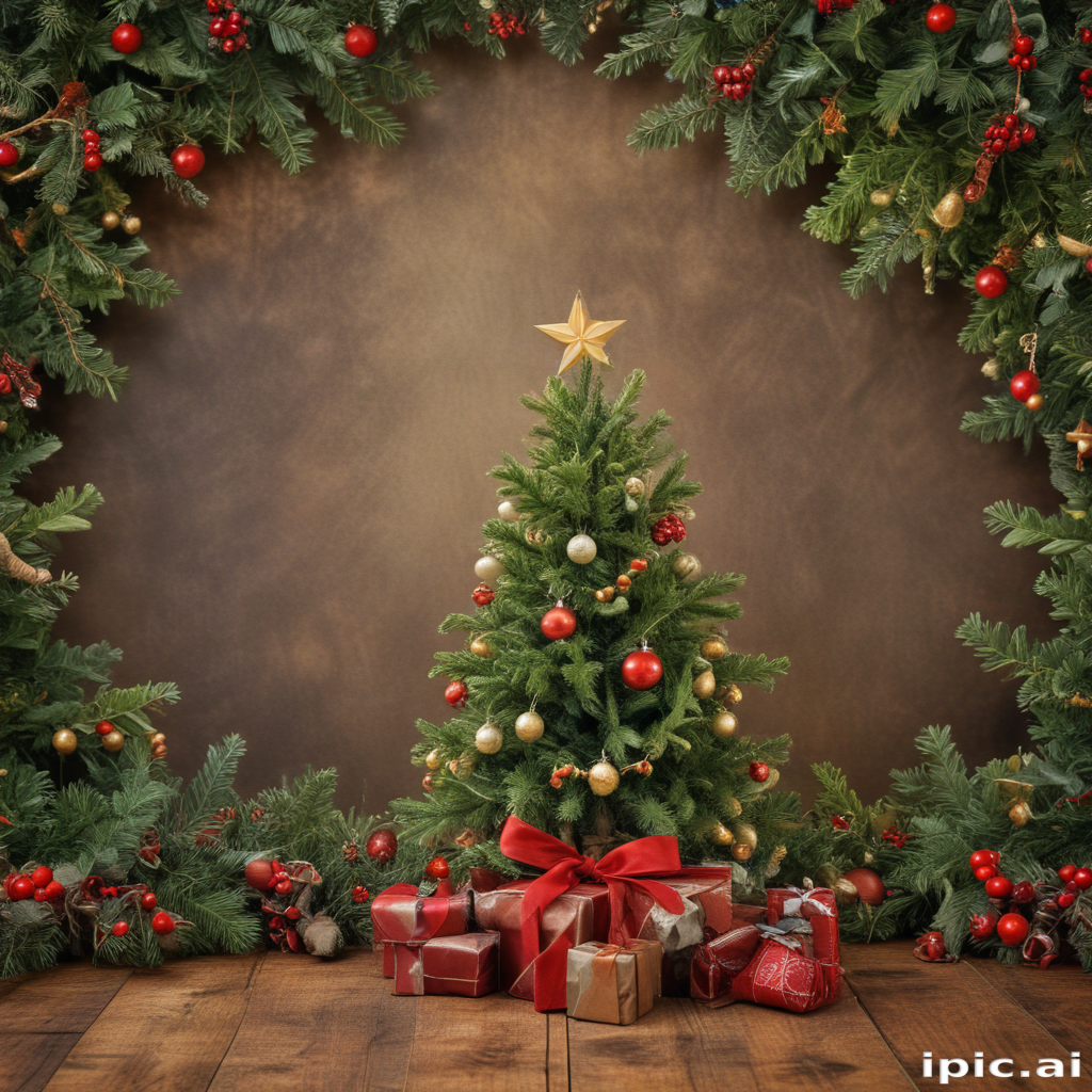 Festive Holiday Scene Featuring a Decorated Christmas Tree and Gifts