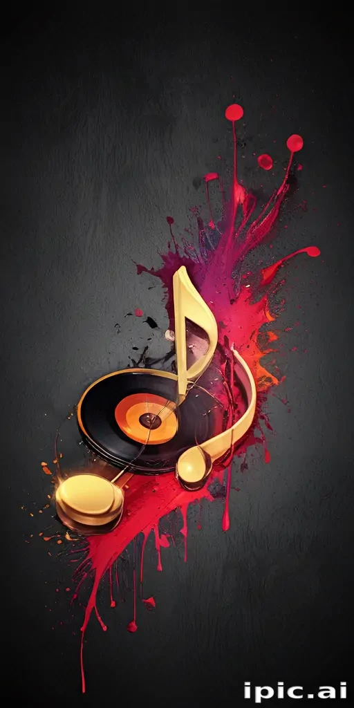 Vibrant Music Notes and Vinyl Record with Colorful Splashes Background ...