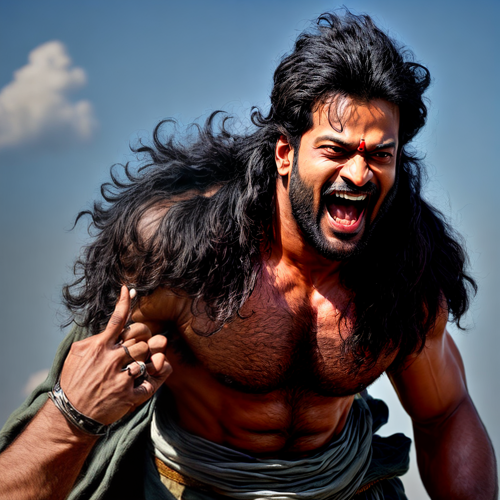 Prabhas as raavan with very agressive laugh