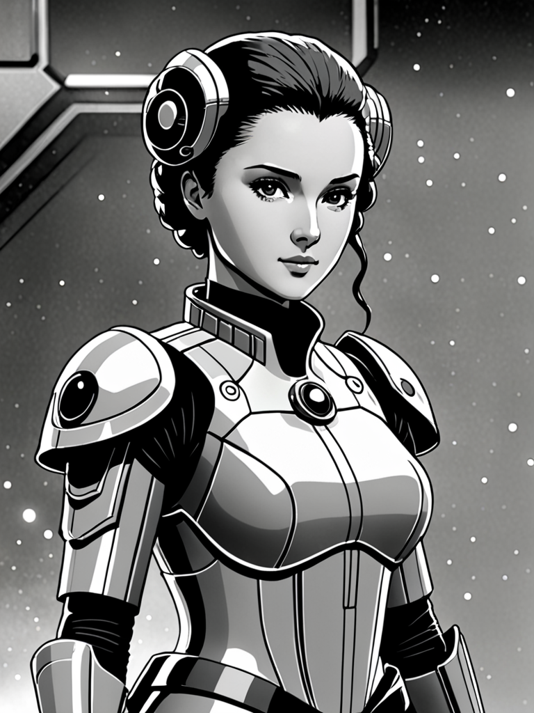 Padmé Amidala, anime, manga, 2d, ghibli, ghost in a shell, black and ...