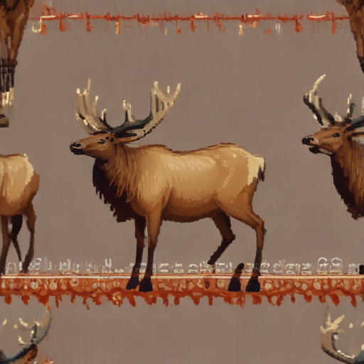 Pixel art of elk with antlers that resemble parentheses