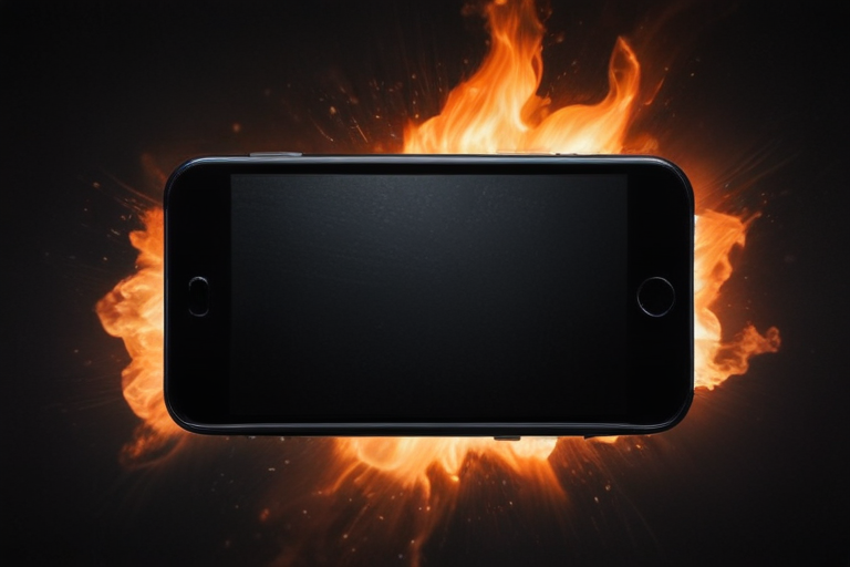 Smartphone Surrounded by Vibrant Flames, Symbolizing Energy and Innovation