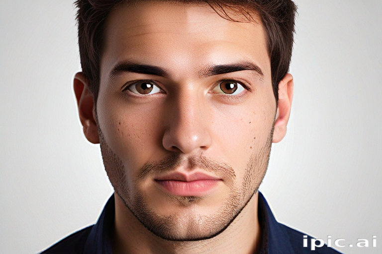 Close-Up Portrait of a Young Man with Intense Brown Eyes and Serious ...