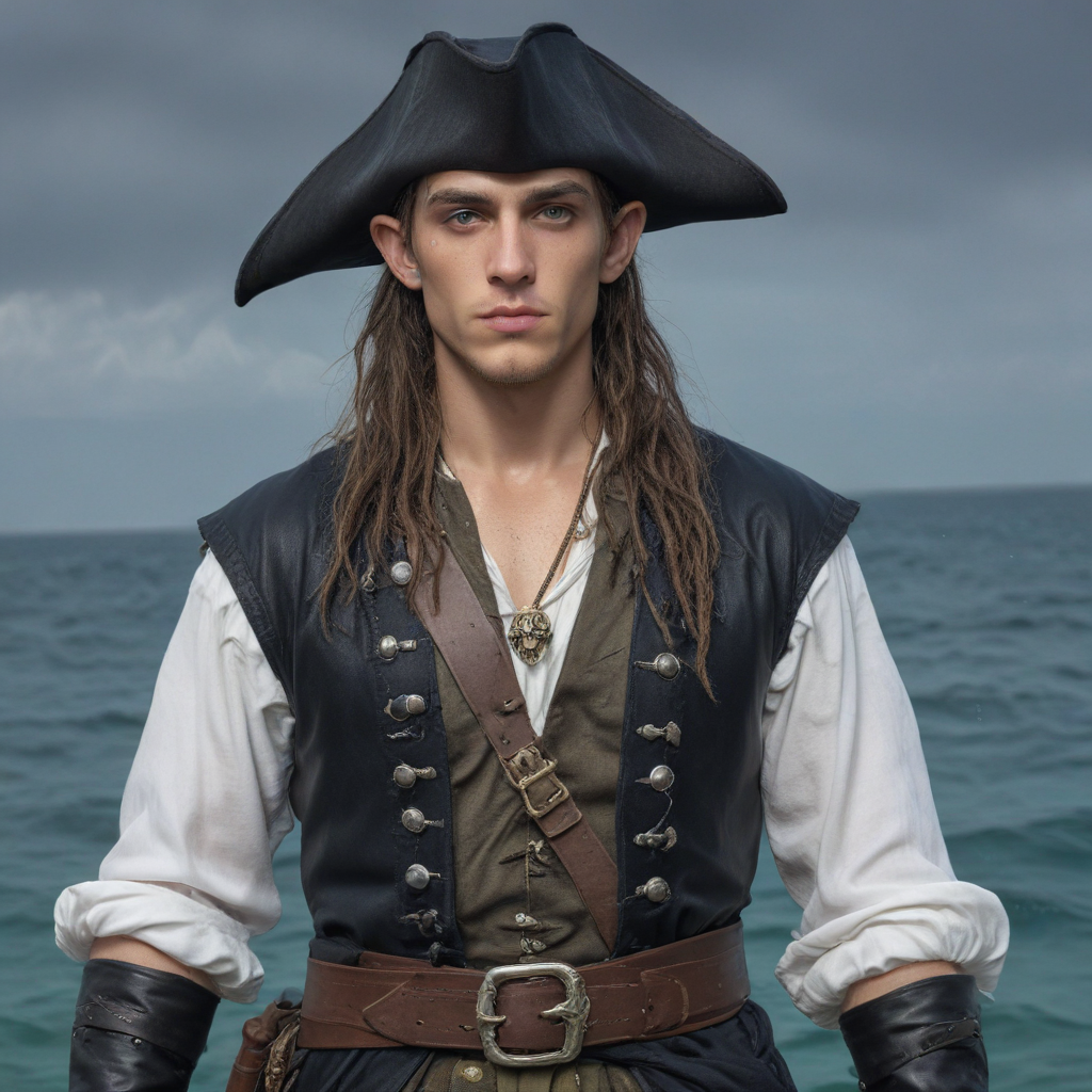 Male aquatic half elf pirate