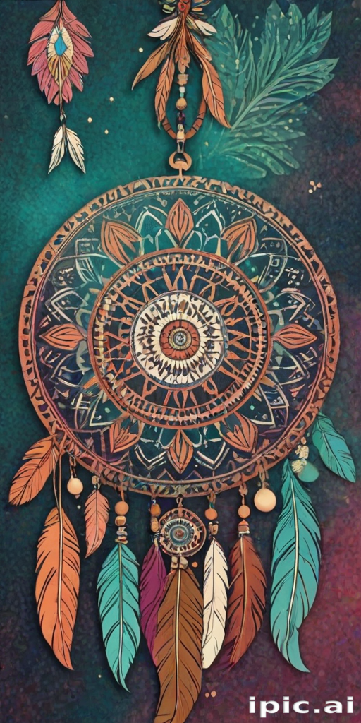Colorful Dreamcatcher with Intricate Patterns and Vibrant Feathers ...